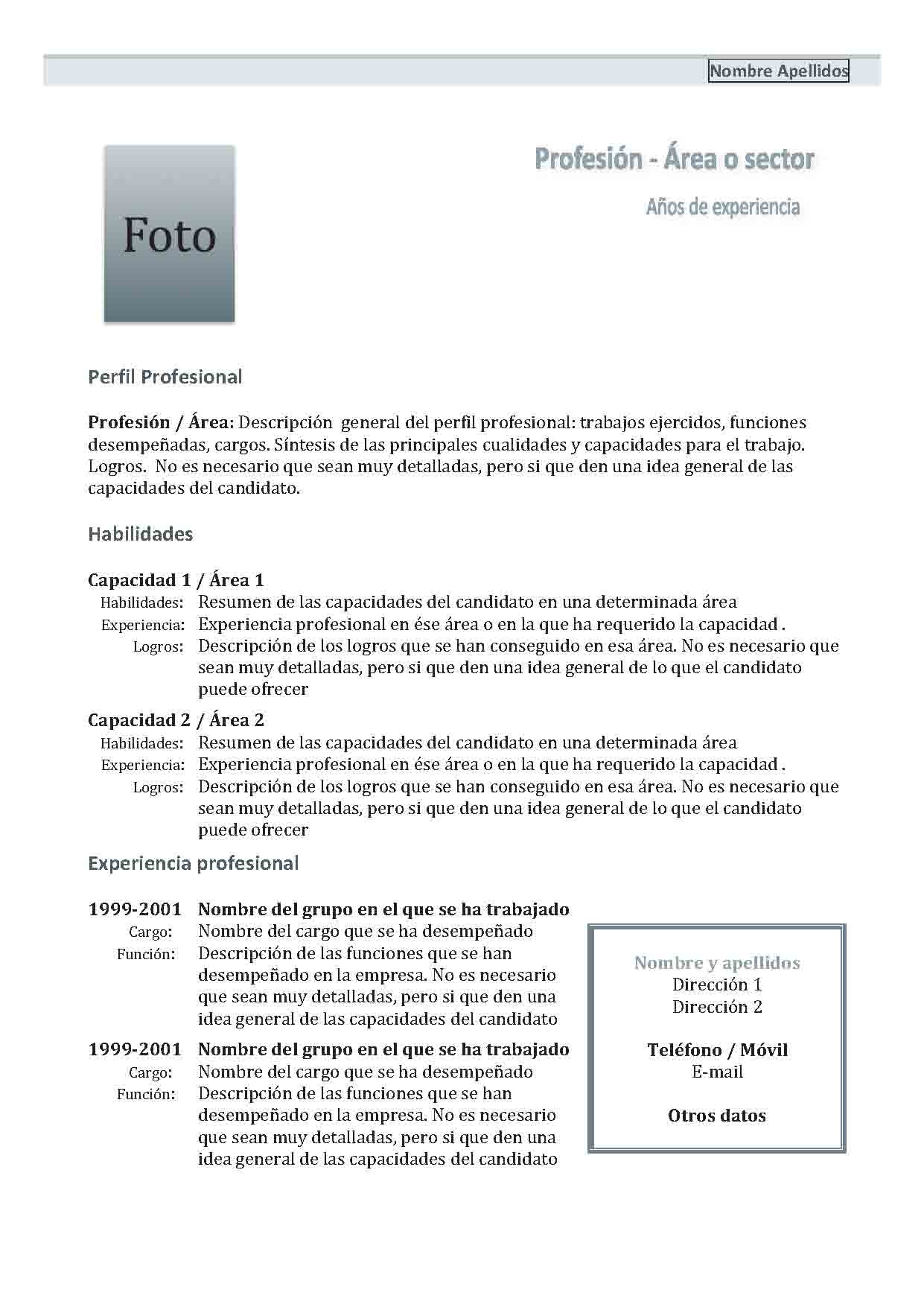 Modelos de currículum: Modelo combinado 1 | Modelo Curriculum